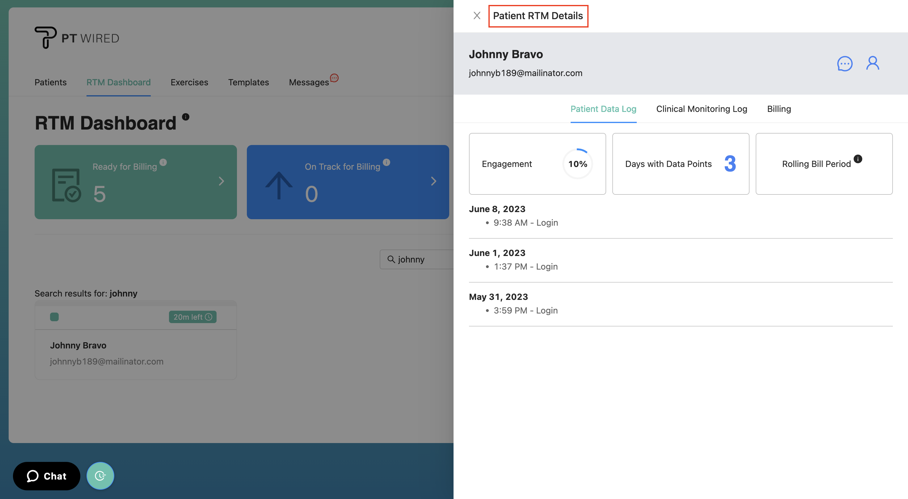 Patient Rtm Details Tray Pt Wired