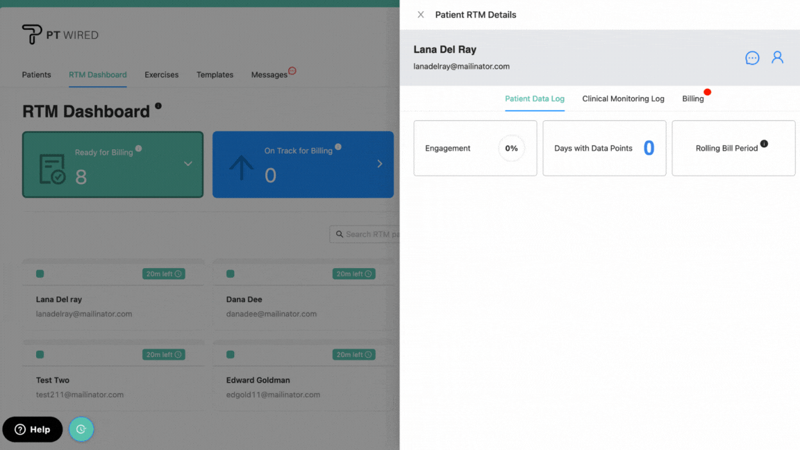 Billing for RTM Code – PT Wired
