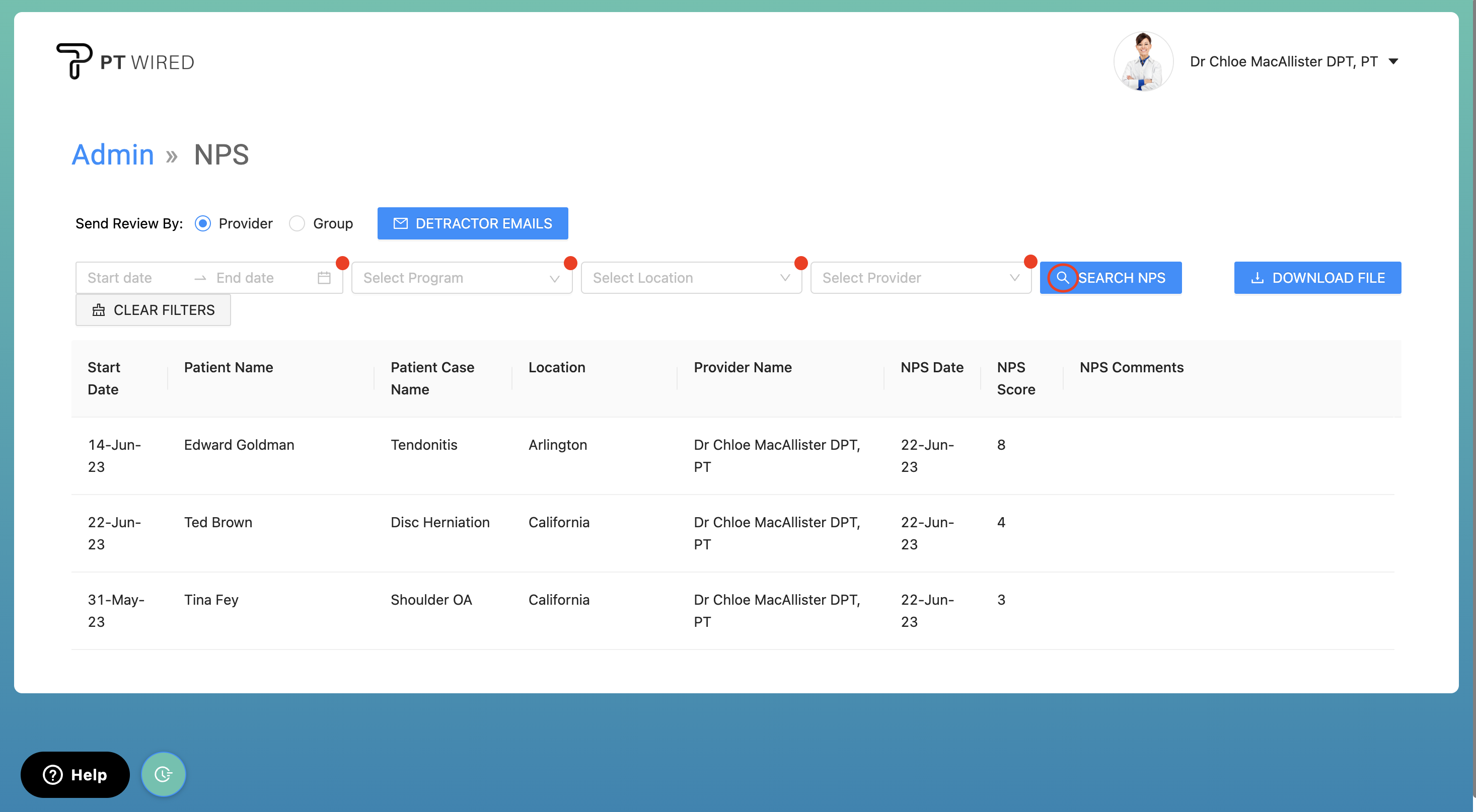 Export NPS Report – PT Wired