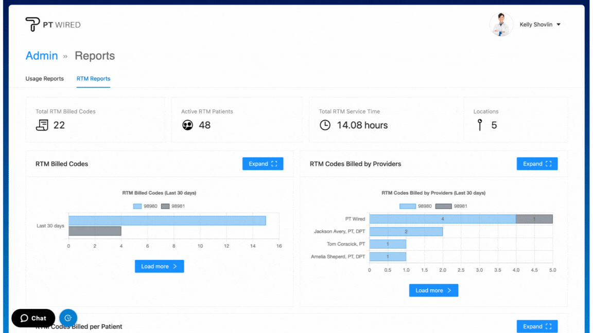 RTM Billed Codes – PT Wired