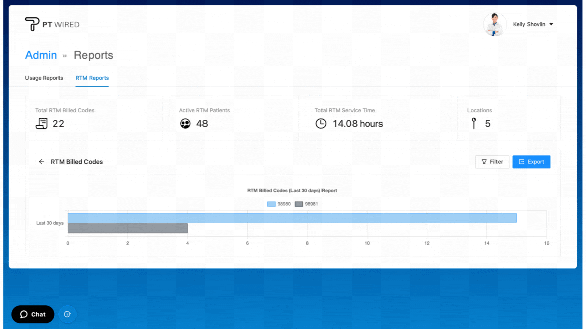 RTM Billed Codes – PT Wired