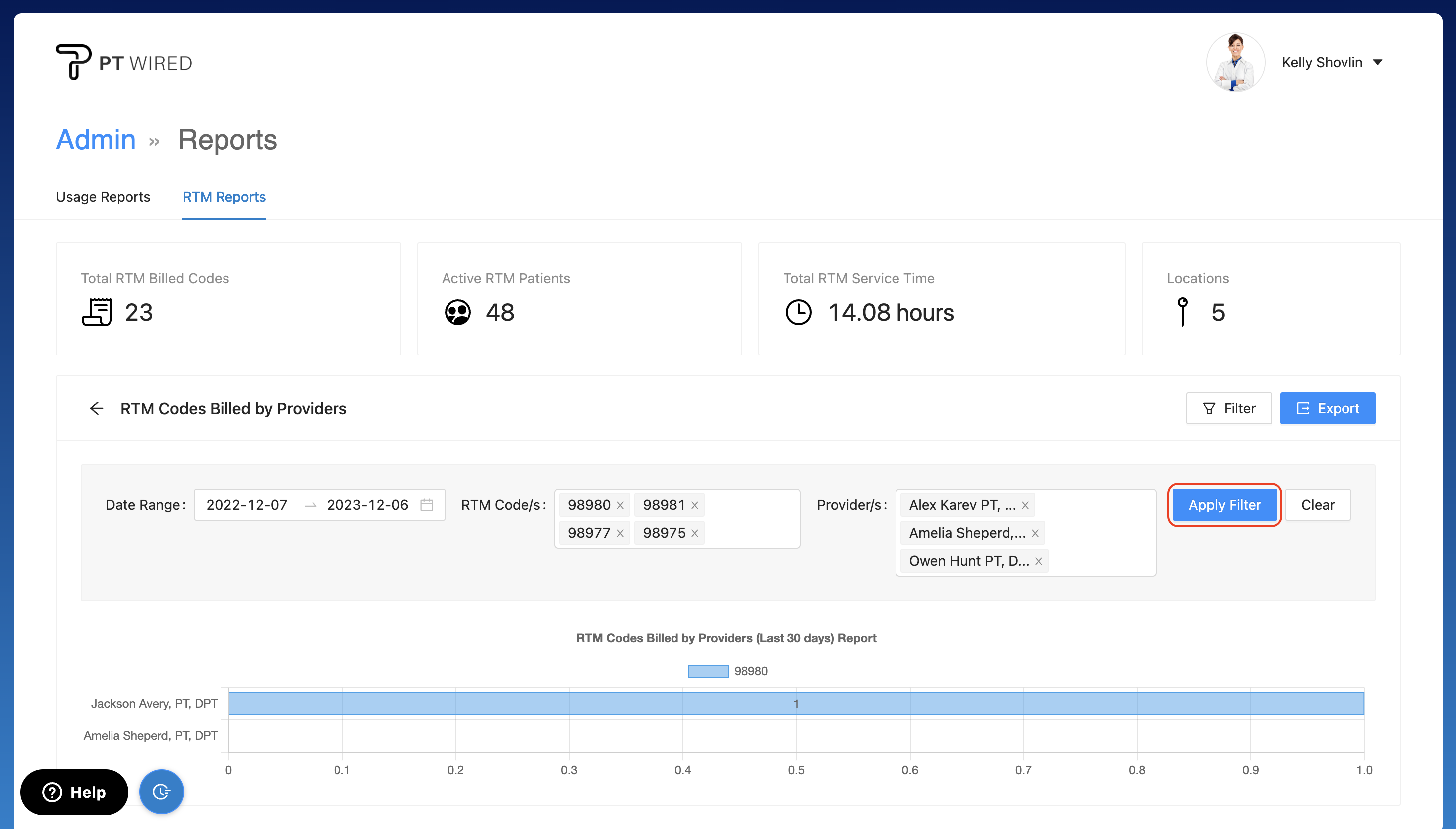 RTM Codes Billed by Providers – PT Wired