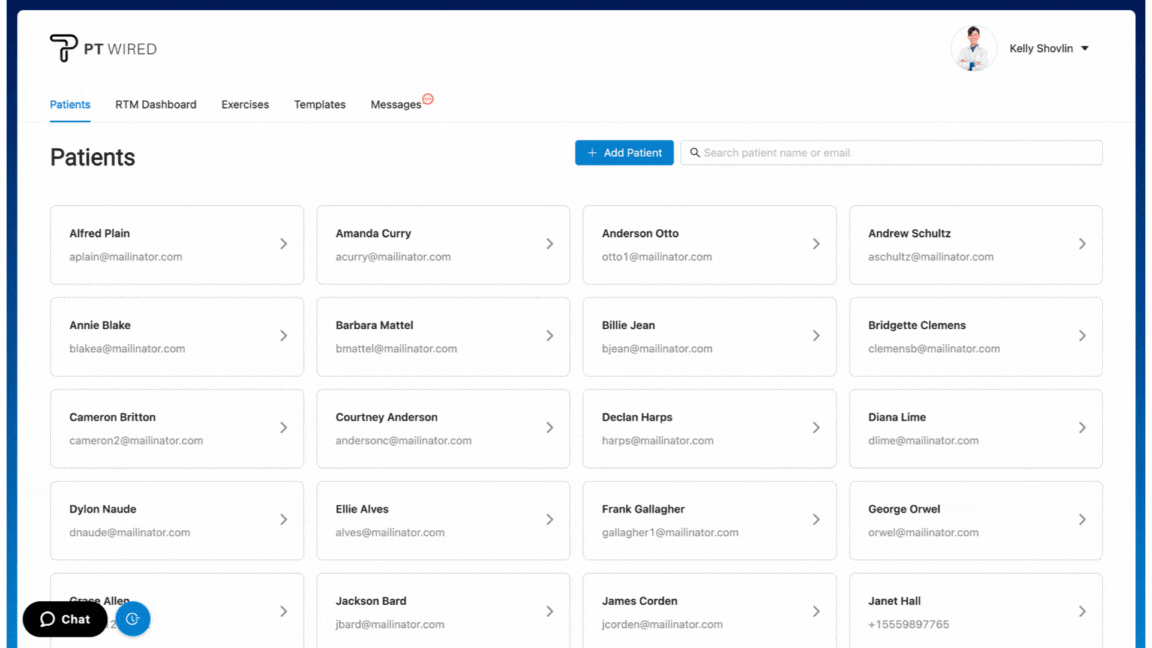 RTM Codes Billed per Patient – PT Wired