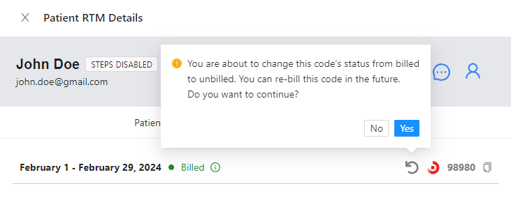 Billing for RTM Code – PT Wired
